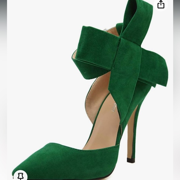 MMJULY | Shoes | Green Felt Bow Heels | Poshmark